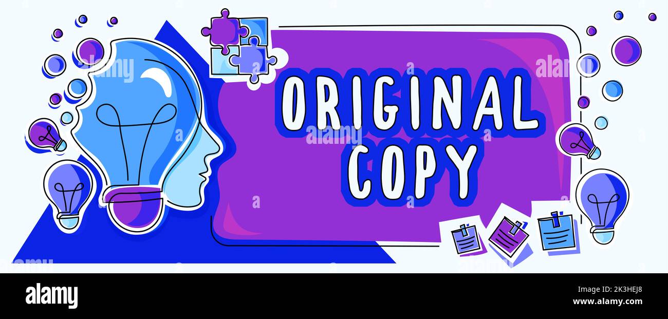 Writing displaying text Original Copy, Word Written on Main Script ...