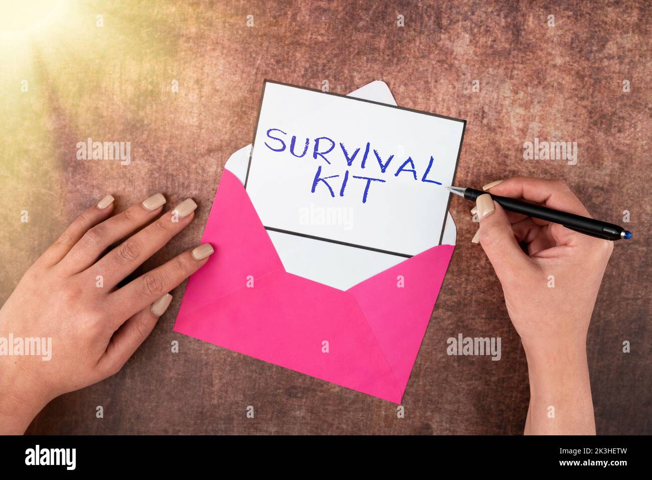 Sign displaying Survival Kit. Word for Emergency Equipment Collection ...