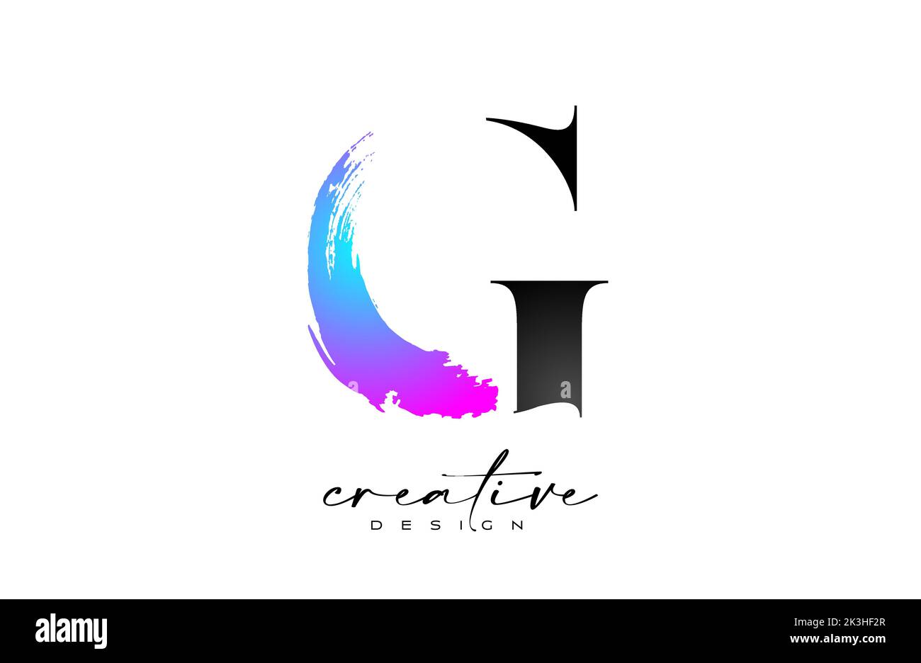 Brush Letter G logo desgn with Artistic Colorful Blue Purple Paintbrush ...