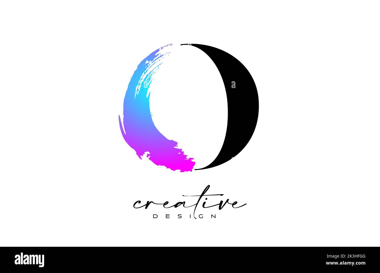 Brush Letter O logo desgn with Artistic Colorful Blue Purple Paintbrush ...