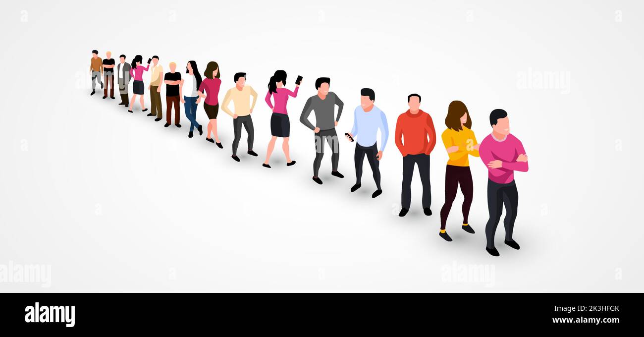 Group of people staying in line. Our team concept. Background with ...