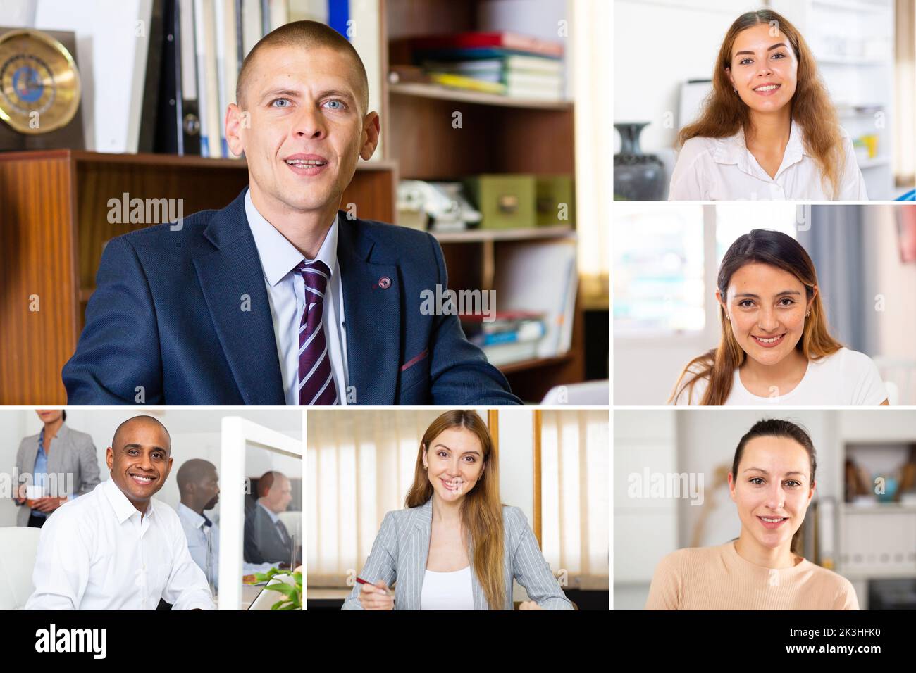 Collage of portraits of successful male and female office workers Stock ...