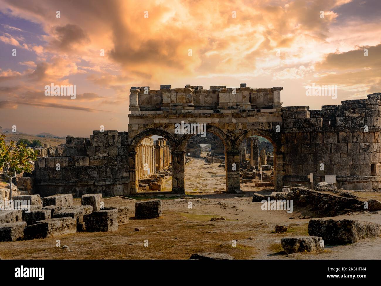 Hierapolis ancient city ruins Pamukkale Turkey. UNESCO world heritage ...