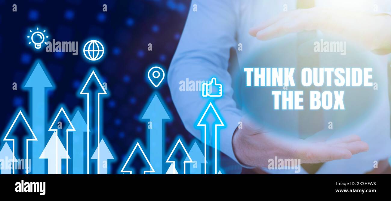 Conceptual caption Think Outside The BoxBe unique different ideas bring ...