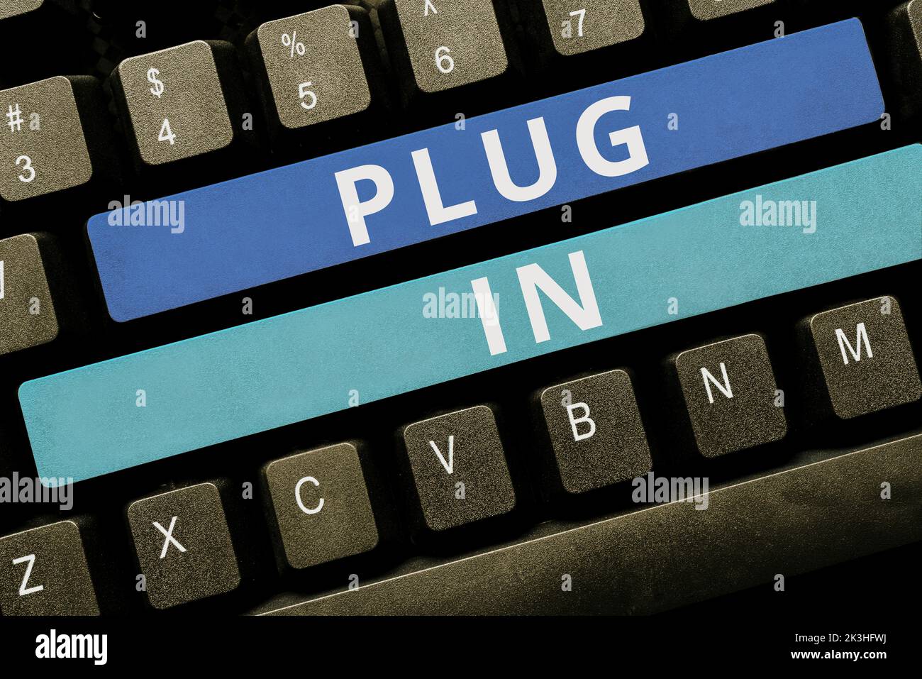 Text caption presenting Plug In. Business concept putting device into ...