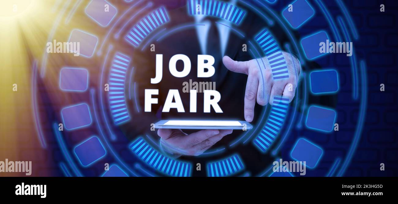 Writing displaying text Job Fair, Internet Concept An event where a ...