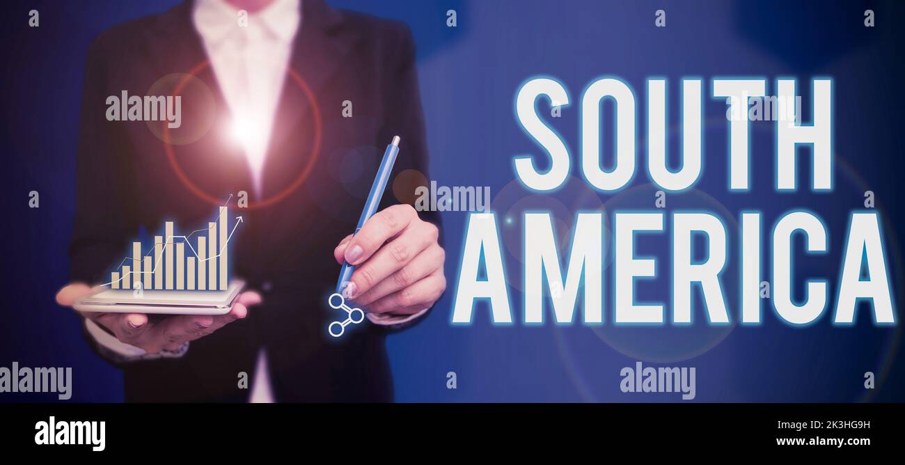 Text showing inspiration South America. Business approach Continent in ...