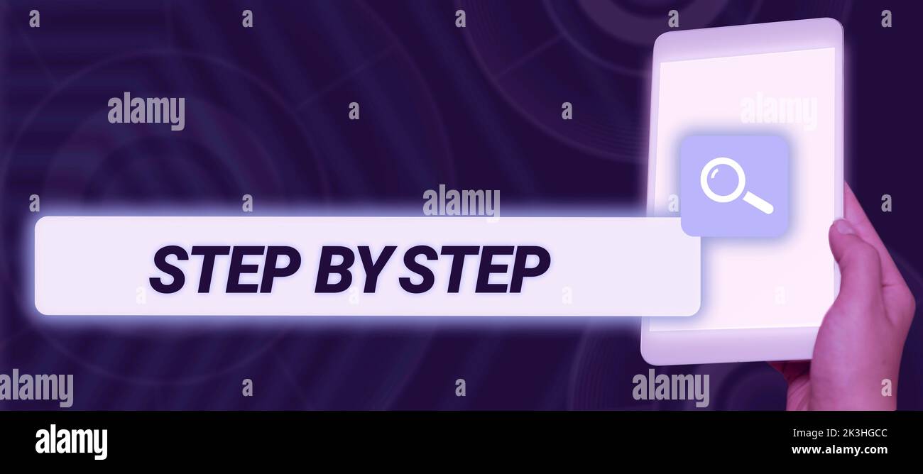 Conceptual caption Step By Step, Business showcase Slow progress Road ...