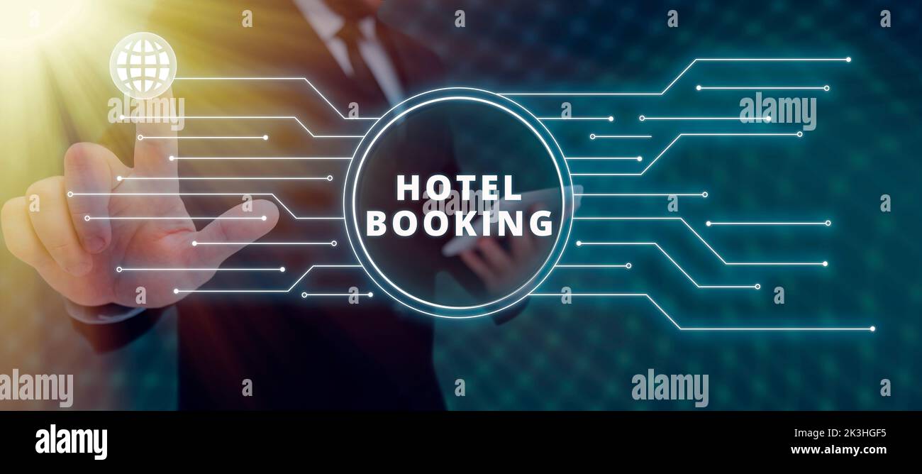 Text sign showing Hotel Booking. Word for Online Reservations ...