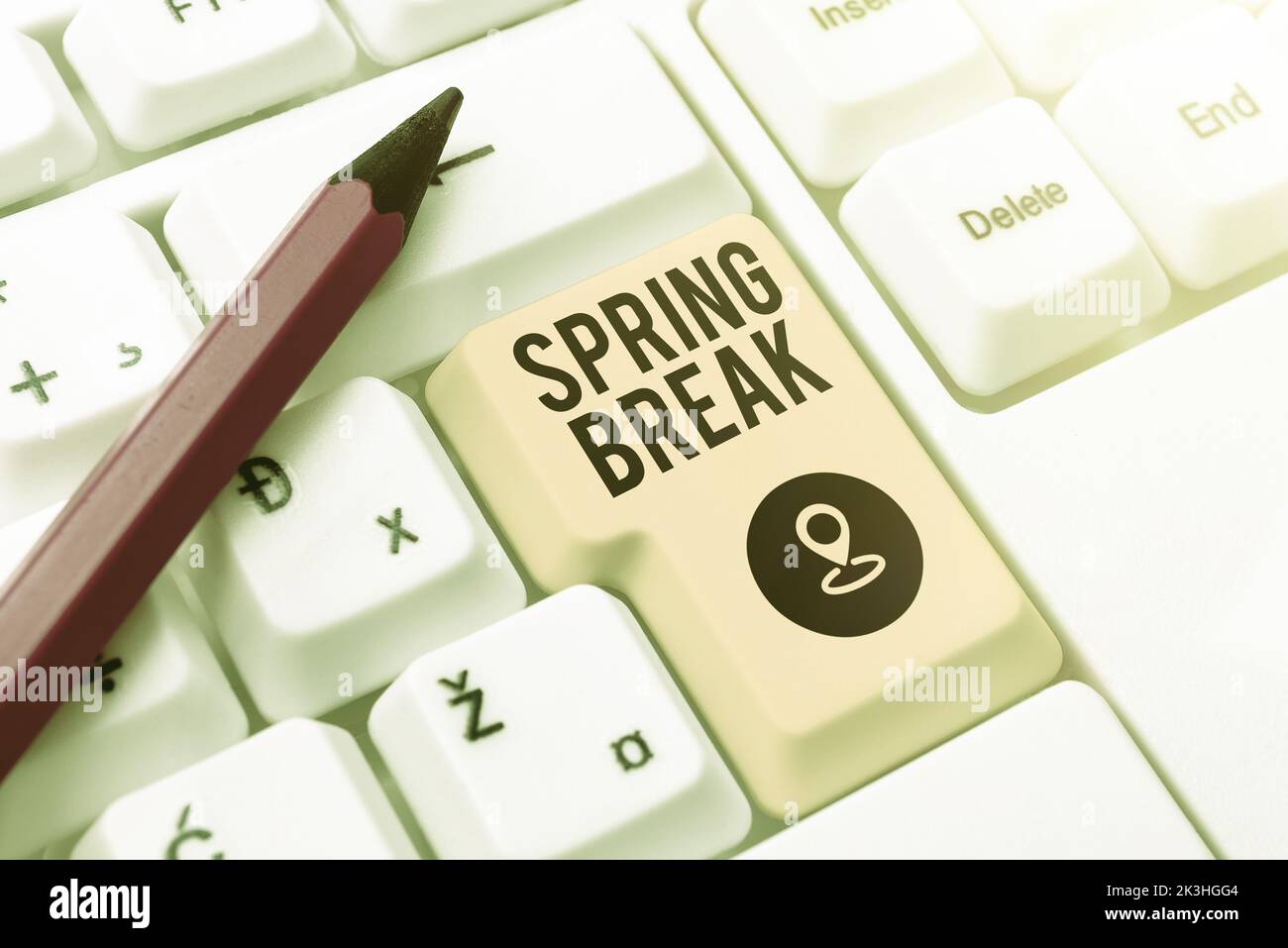 Sign displaying Spring Break, Internet Concept Vacation period at ...