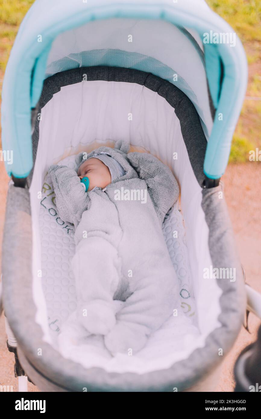 the baby sleeps in a stroller lifestyle . children's sleep on the ...