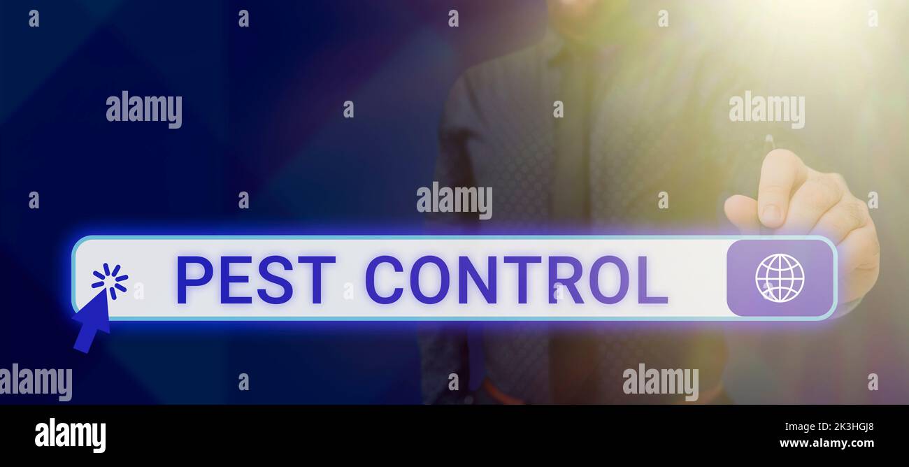 Sign displaying Pest Control. Word for Killing destructive insects that ...