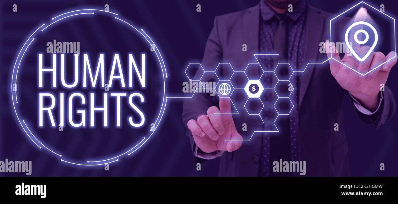 Conceptual caption Human Rights. Business approach Moral Principles ...