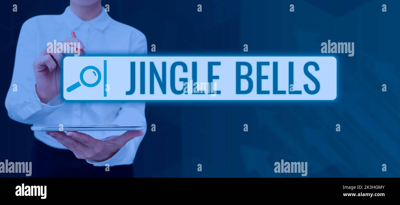 Text sign showing Jingle Bells. Word for Most famous traditional ...
