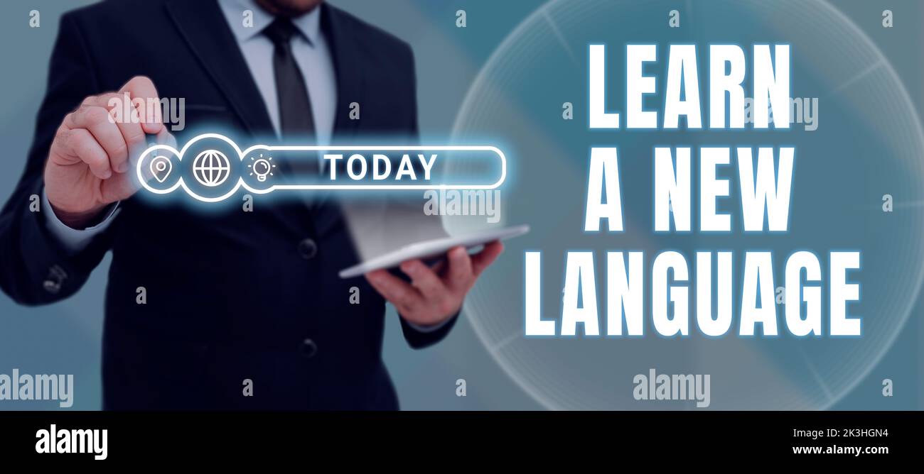Text caption presenting Learn A New Language. Internet Concept Study ...