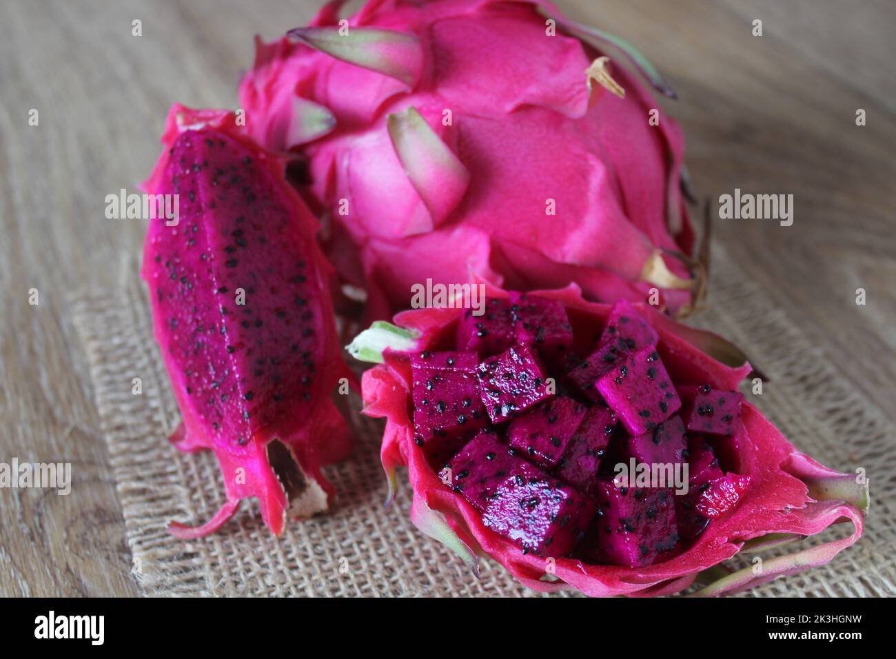 Dragon fruit, cut purple dragon fruit or pitaya known as ‘ejder meyvesi ...