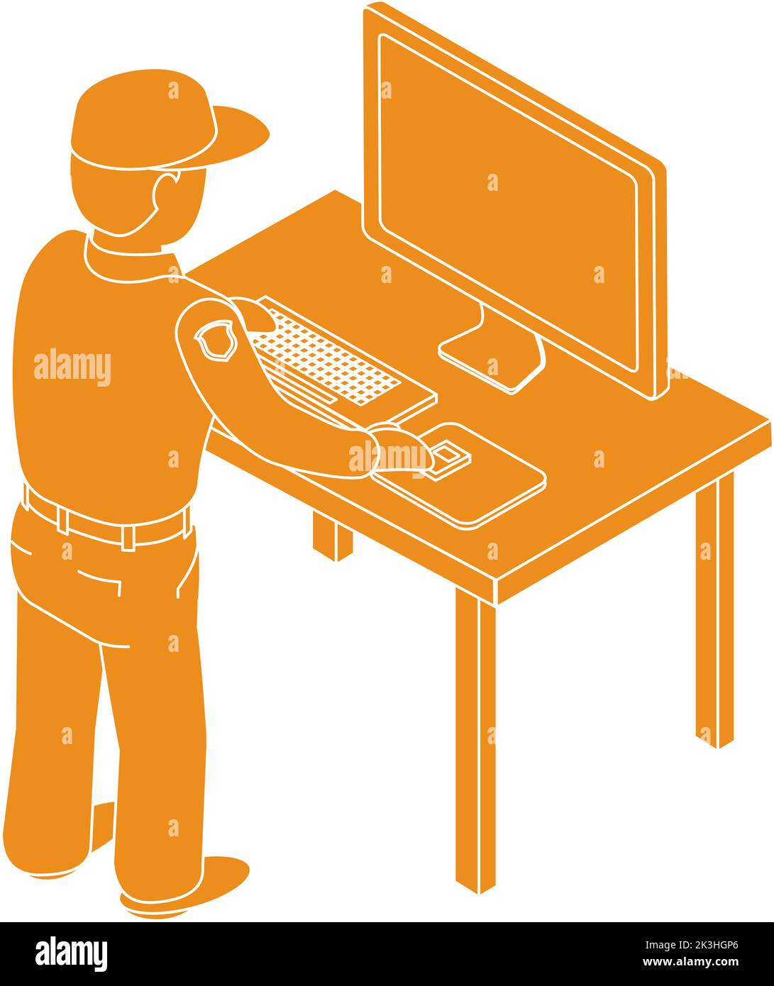 Male at computer terminal Stock Vector Images - Alamy