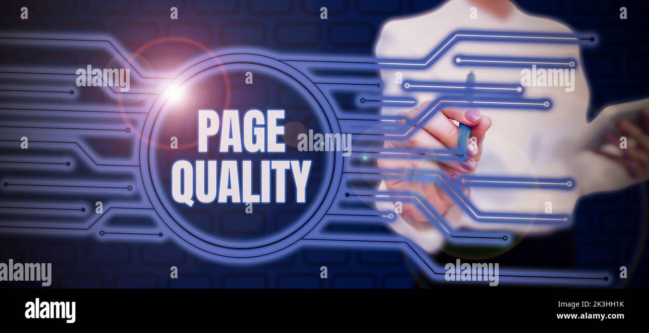 Text caption presenting Page Quality. Business idea Effectiveness of a ...