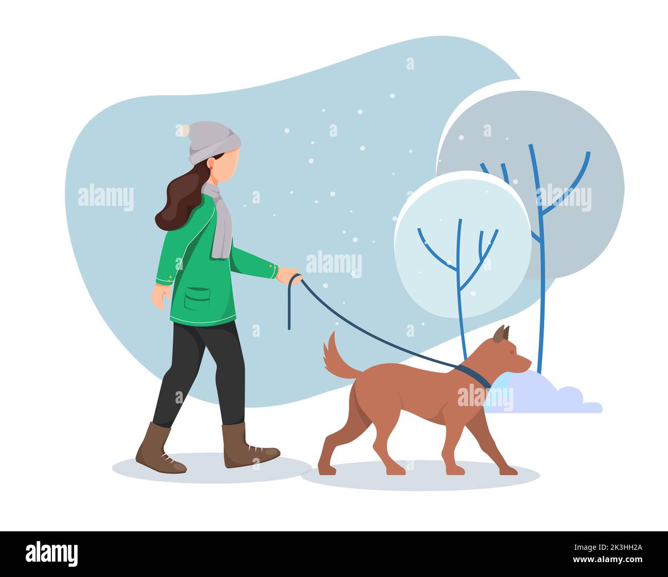 Dog walking in winter Stock Vector Images - Alamy