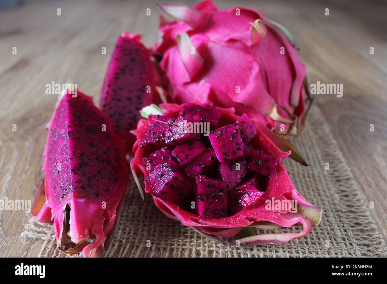 Dragon fruit, cut purple dragon fruit or pitaya known as ‘ejder meyvesi ...