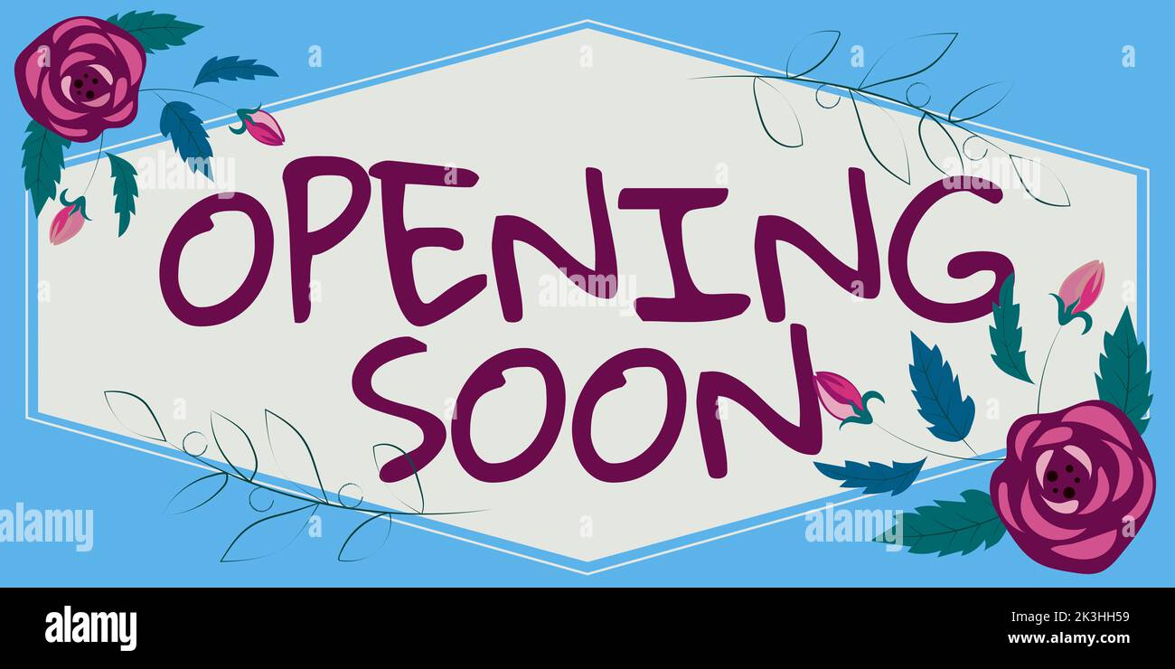 Handwriting text Opening Soon. Word for Going to be available or ...