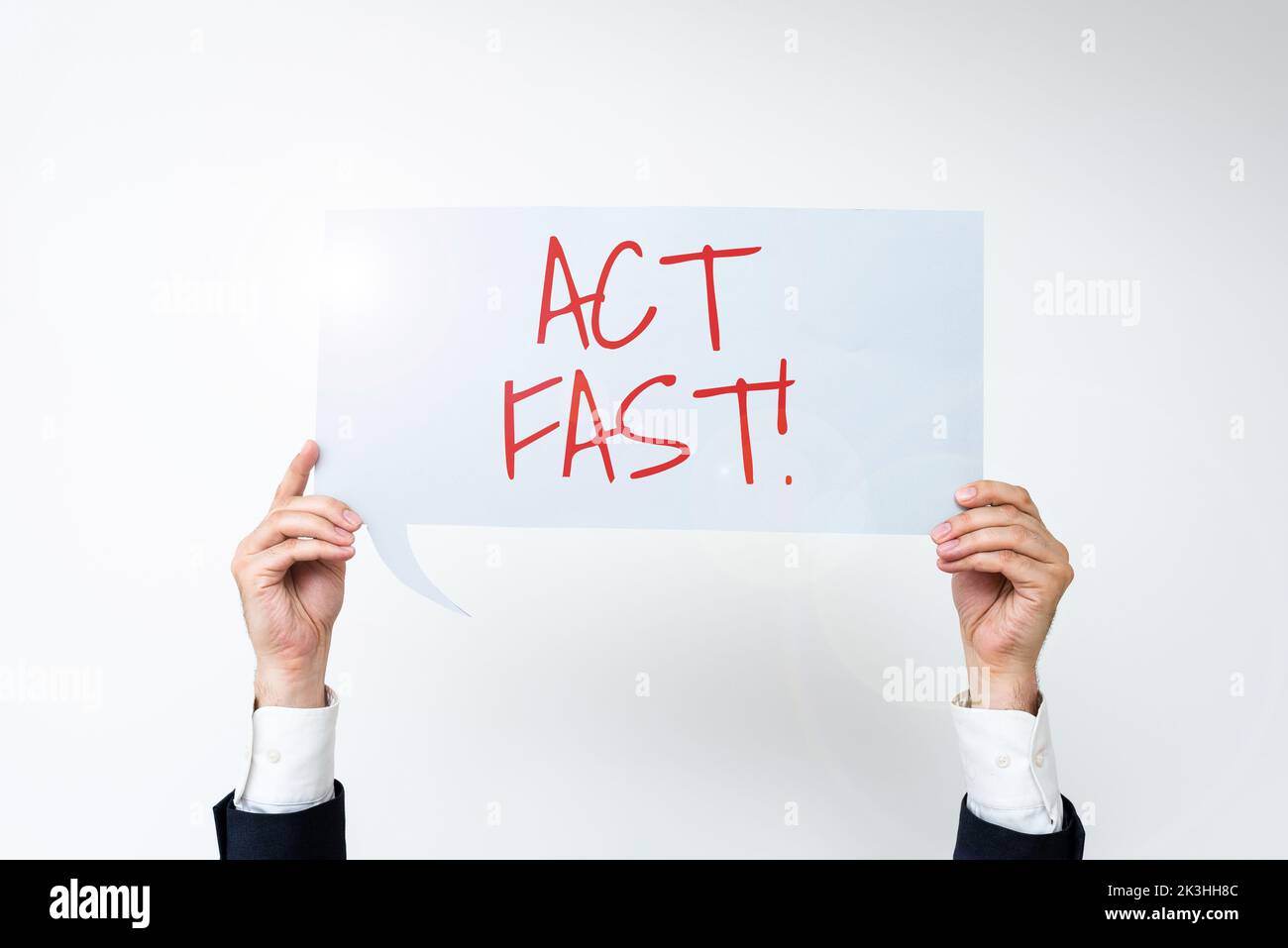 Text caption presenting Act Fast. Concept meaning Voluntarily move in ...