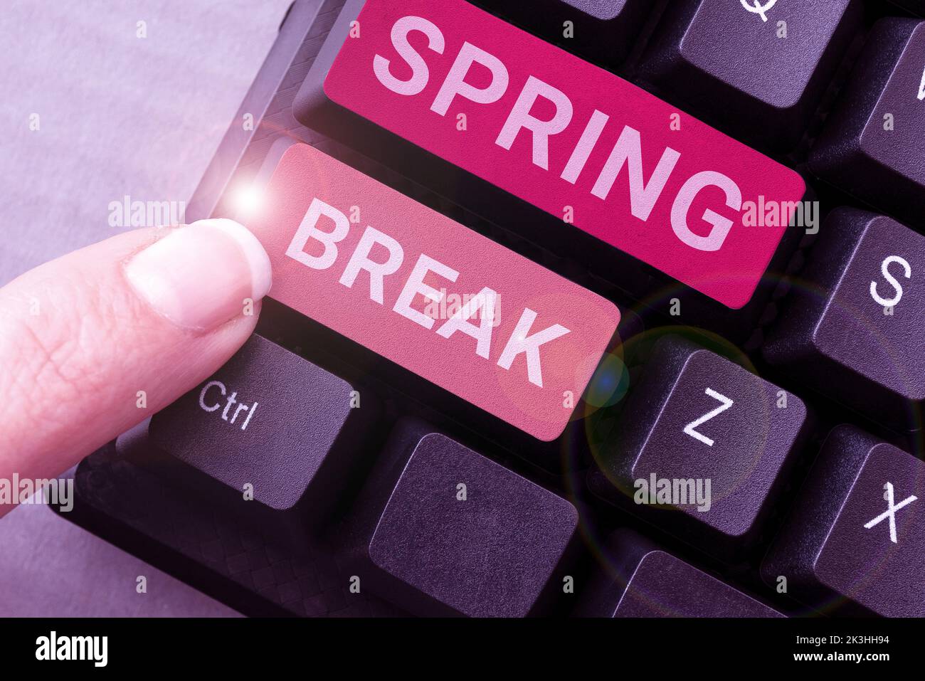 Sign displaying Spring Break. Word Written on Vacation period at school ...