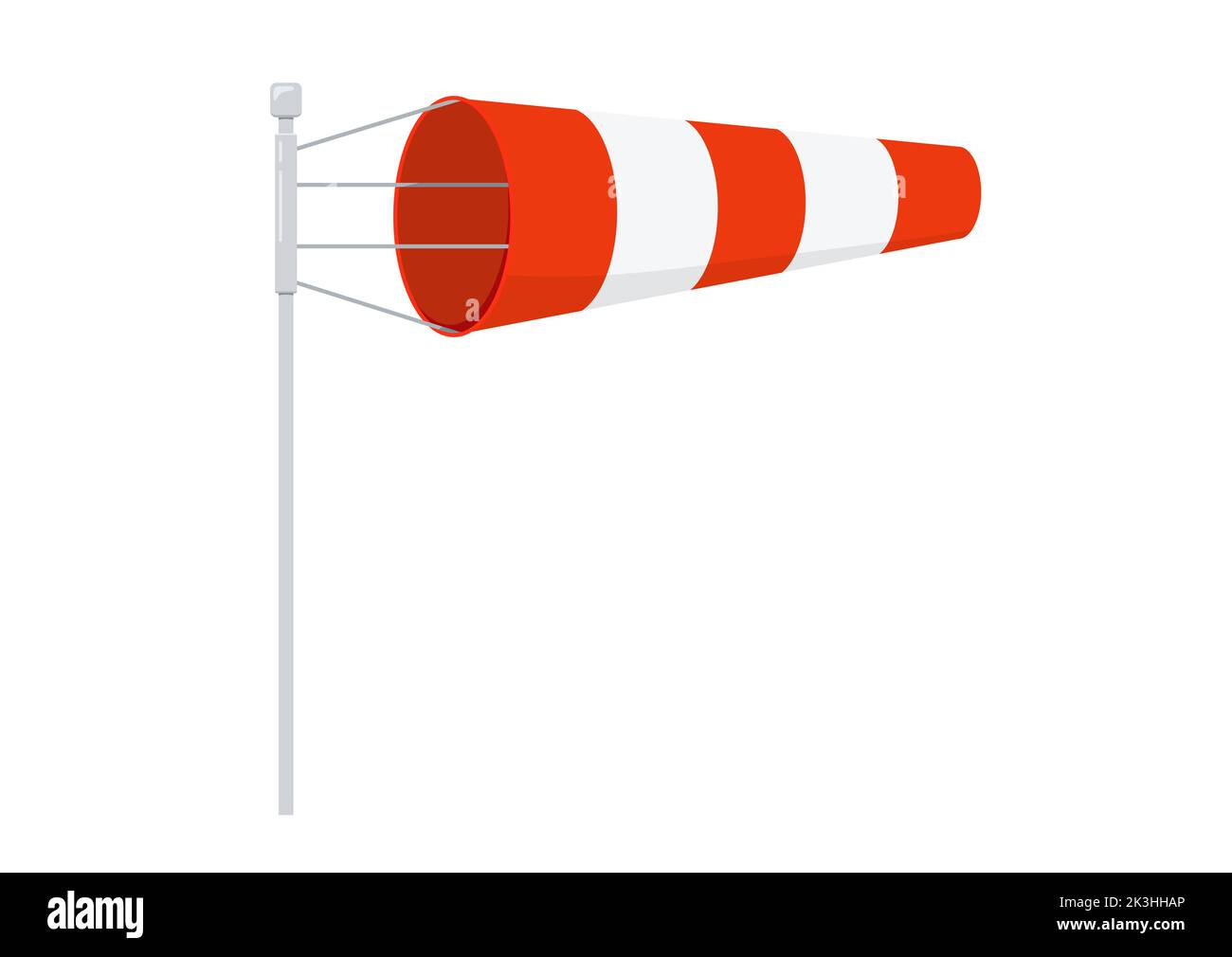 Windsock signal wind speed flag vector illustration. Weather orange and ...