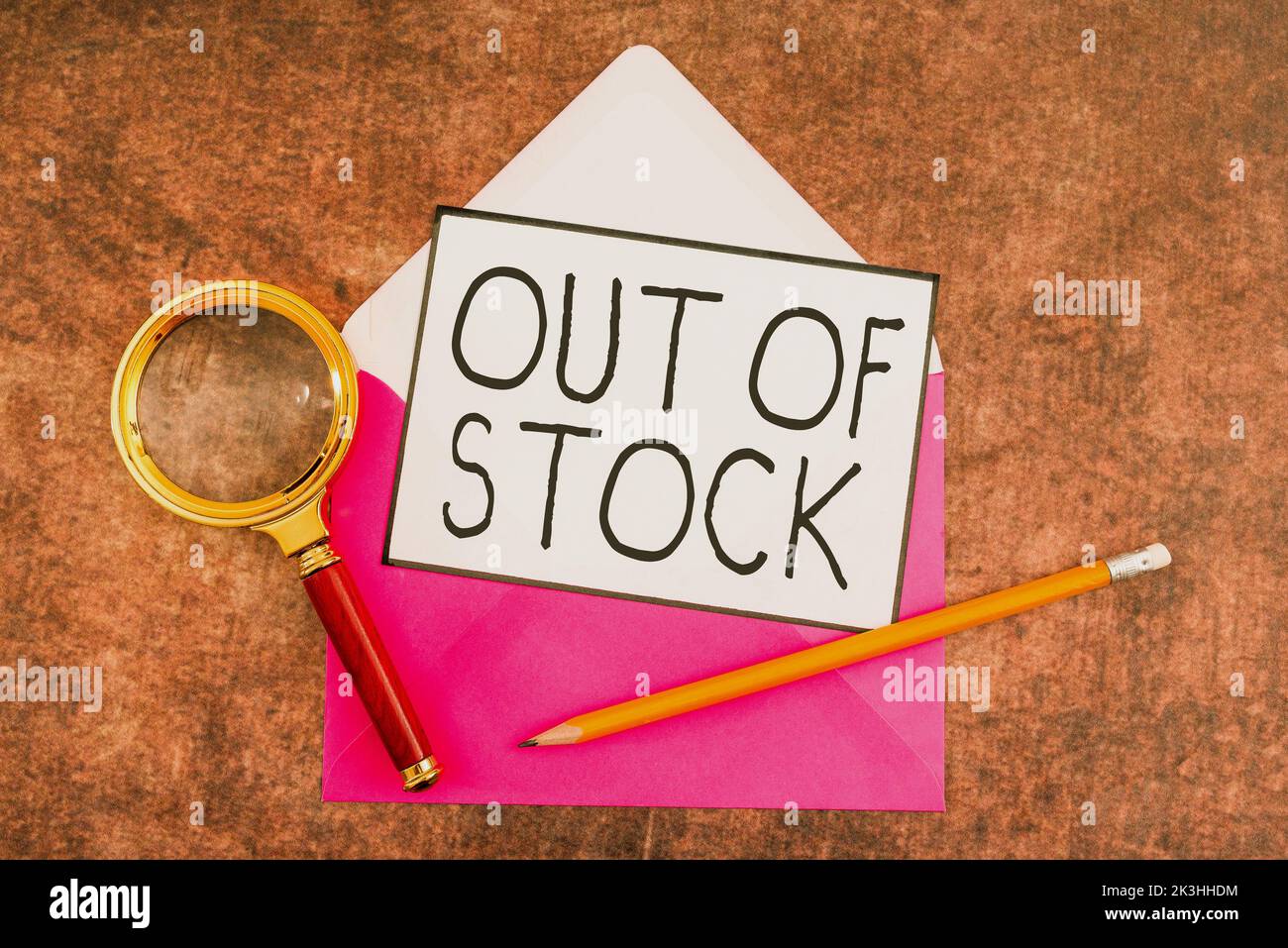 Text showing inspiration Out Of Stock. Business overview Not available ...