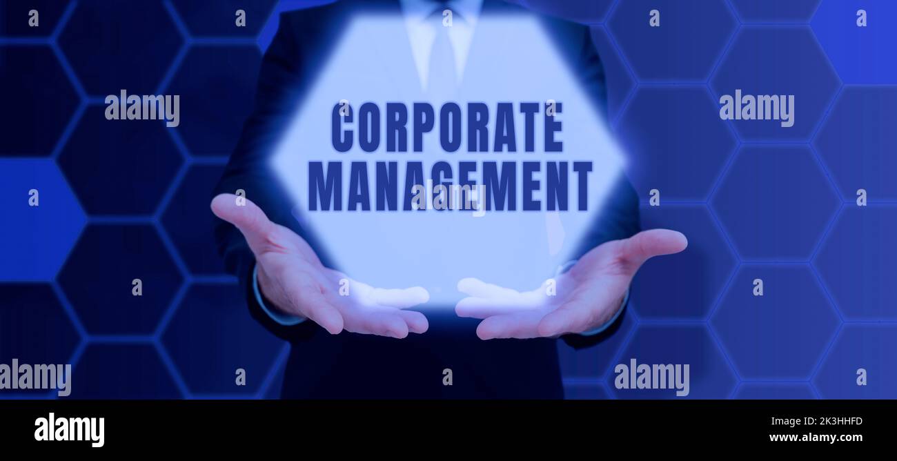 Text caption presenting Corporate Management. Internet Concept all ...