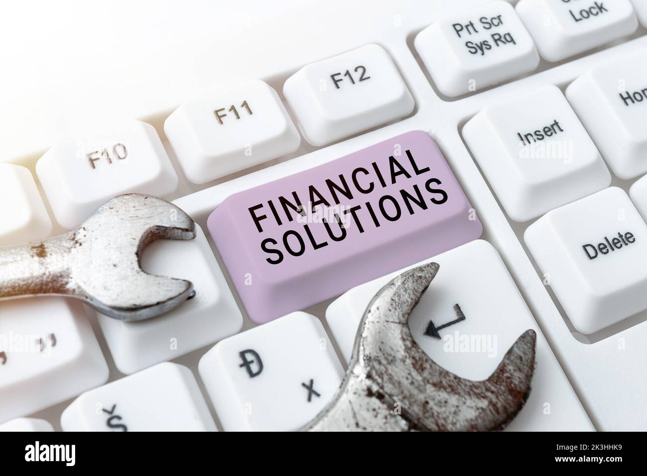 Sign displaying Financial Solutions. Business concept to Save Money on ...