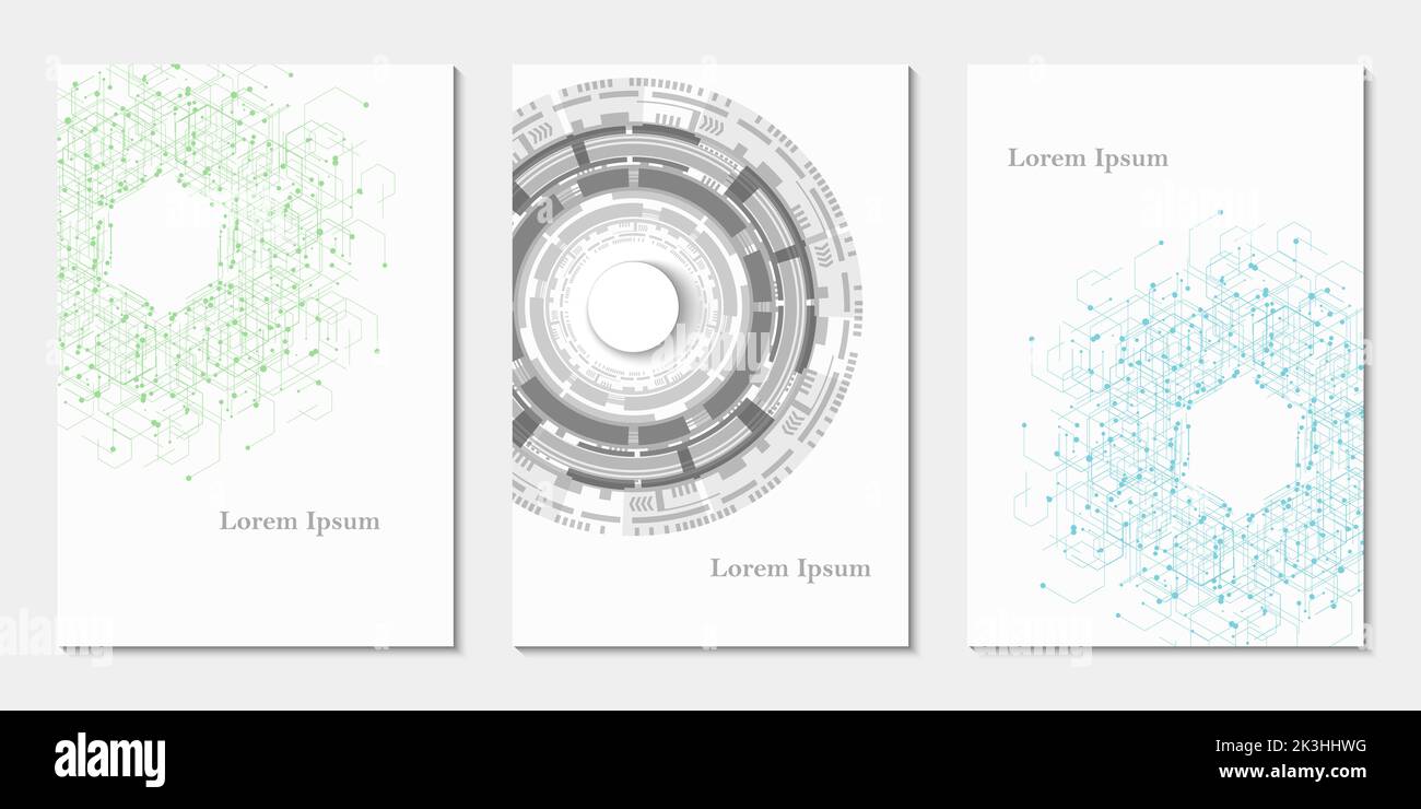 abstract technology circle and hexagon, futuristic pattern set, geometric texture background ...