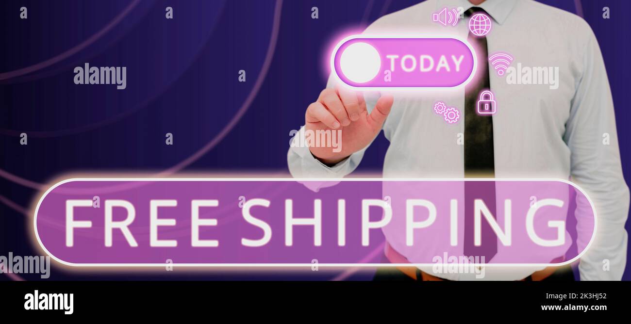 Text caption presenting Free Shipping. Business approach Freight Cargo ...