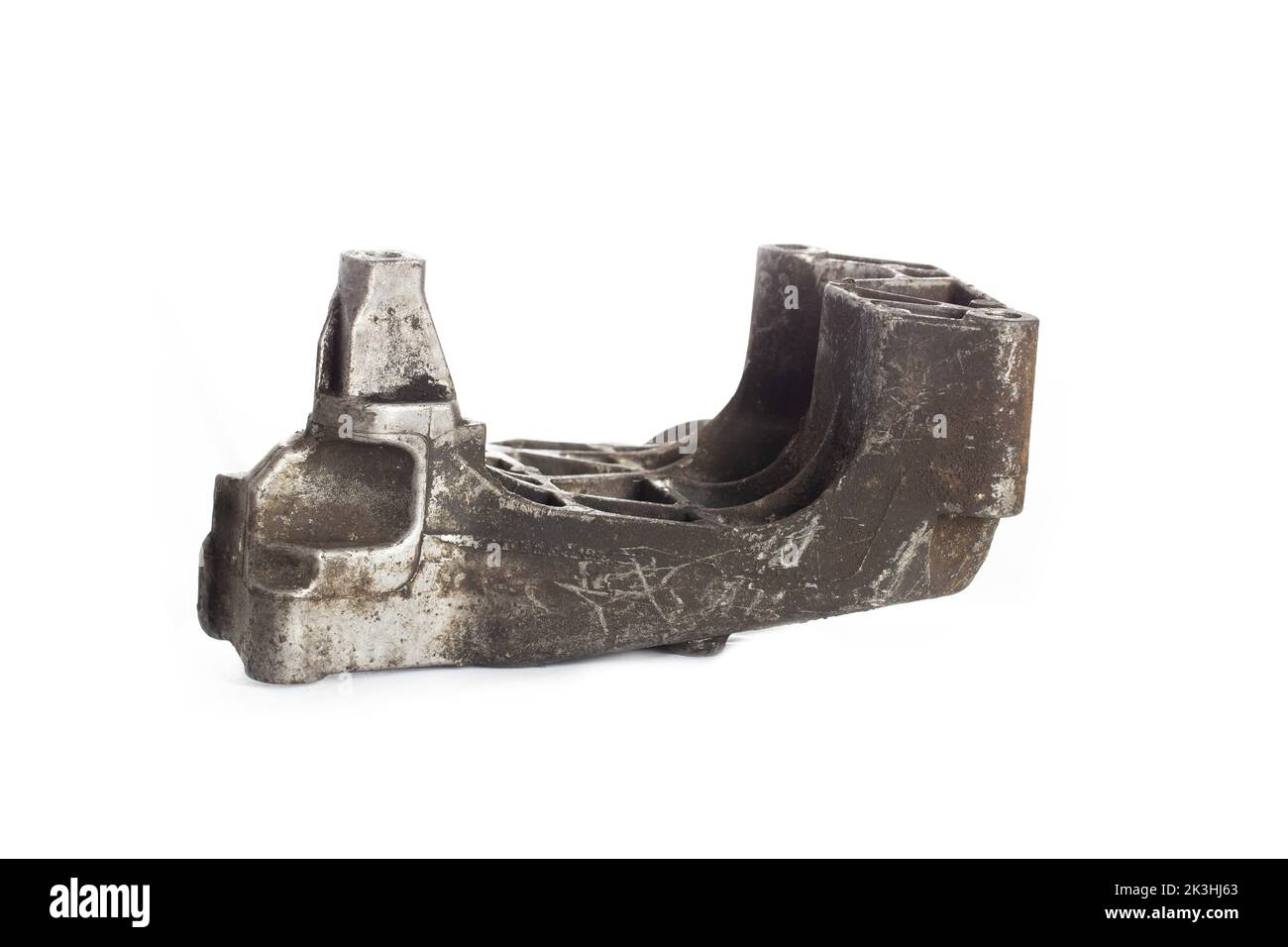 Aluminum pad and car engine mount, close-up. Engine cushion shock ...