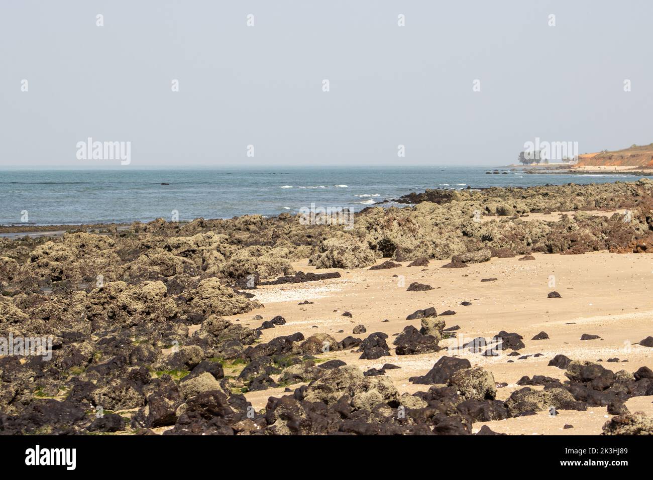 detail of a tropical beach with volcanic rock Stock Photo - Alamy