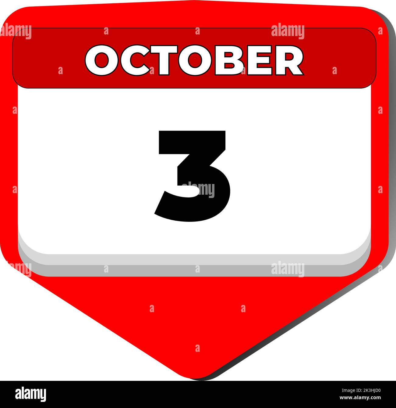 3 October vector icon calendar day. 3 date of October. Third day of ...