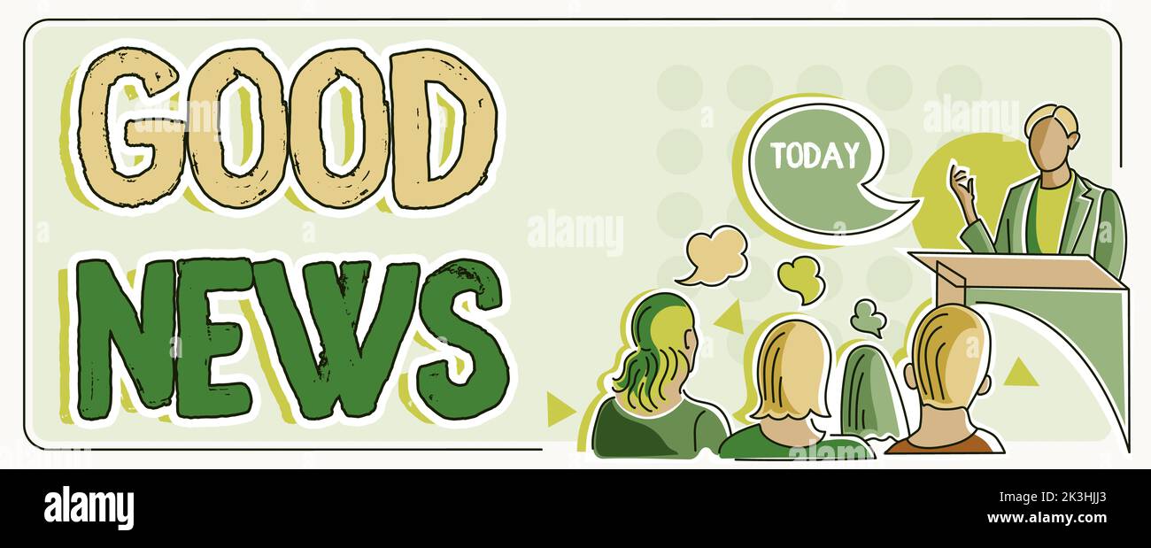 Inspiration showing sign Good News. Internet Concept Someone or ...