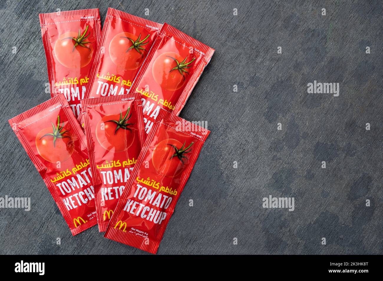 Doha, Qatar - September 27, 2022: Packets of single serving McDonalds ...