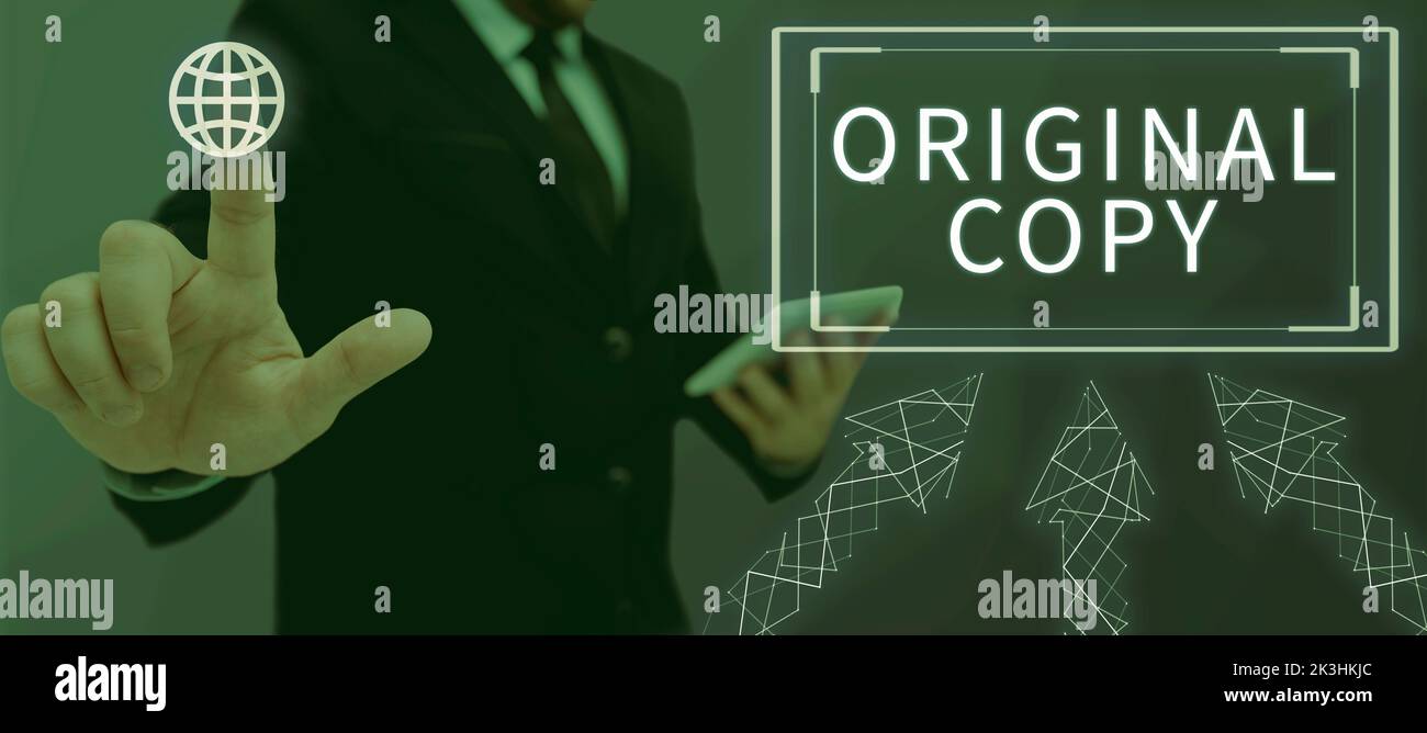 Sign displaying Original Copy. Business overview Main Script Unprinted ...