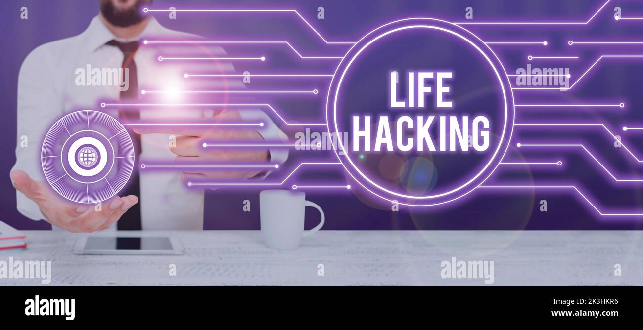 Conceptual caption Life Hacking. Concept meaning Simple and clever ...