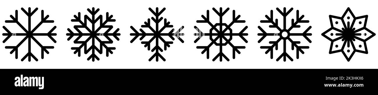 Snowflakes icon set. Vector illustration isolated on white background ...