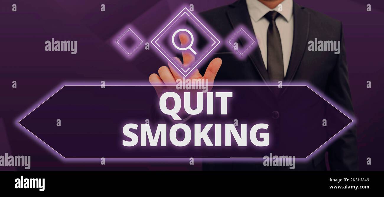 Text showing inspiration Quit Smoking. Internet Concept Discontinuing ...