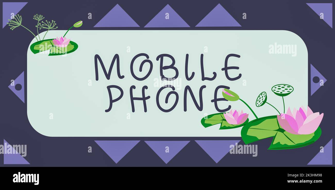 Text caption presenting Mobile Phone. Internet Concept A handheld ... Text caption presenting Mobile Phone. Internet Concept A handheld ...