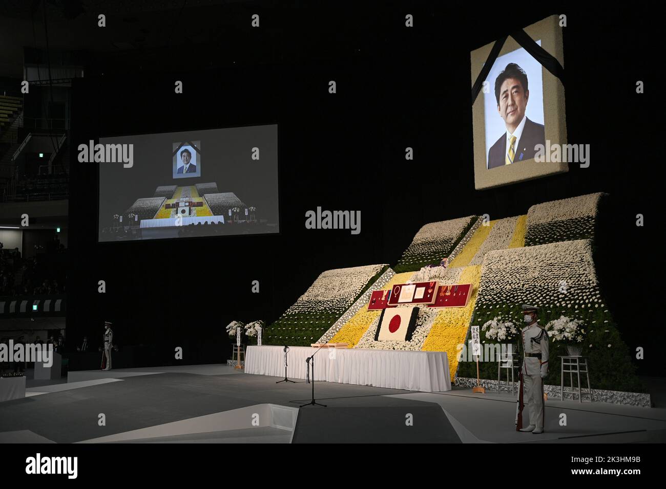 Tokyo, Japan. 27th Sep, 2022. Portraits of former Japanese prime ...