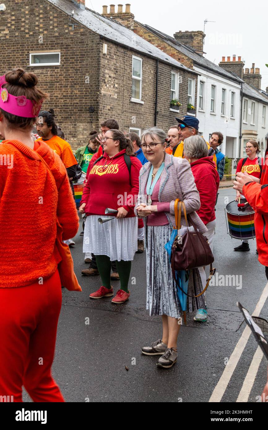A samba band and the deputy mayor, Jenny Gawthrope Wood, dance along ...