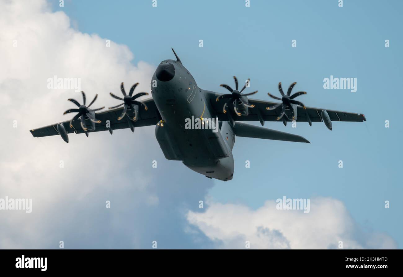 German Airbus A400M demonstrating maneuvering capabilities Stock Photo ...