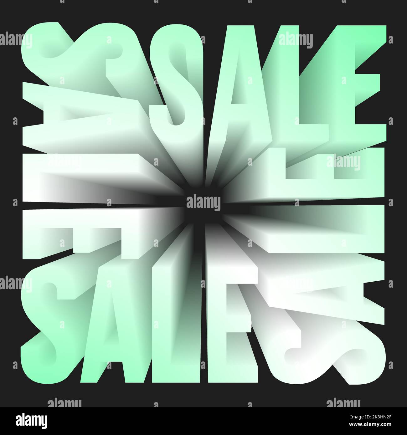 3d mint and white colors sale words with blend effect on black ...