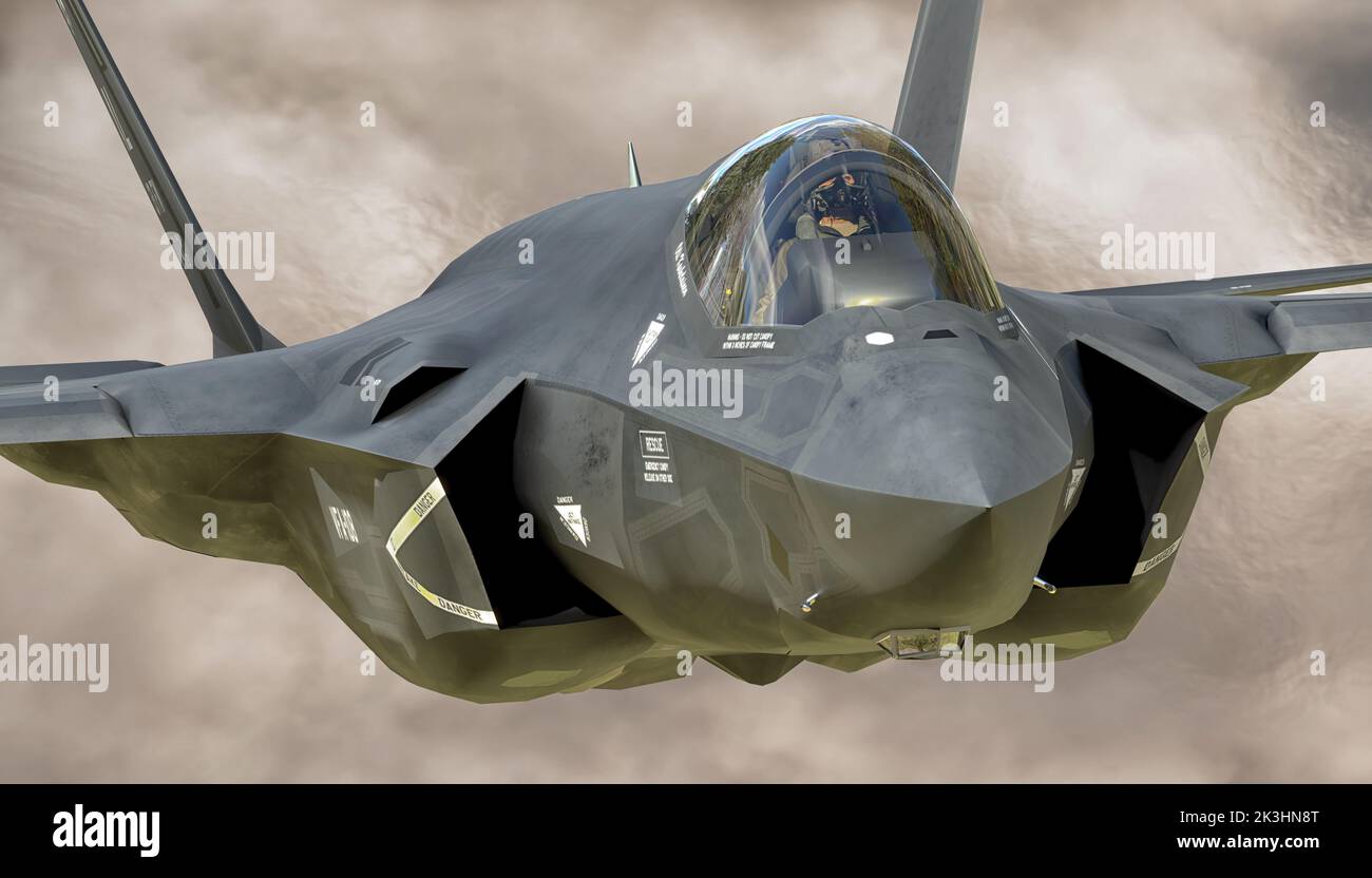 Lockheed Martin F-35 Lightning II formation in flight above the clouds ...