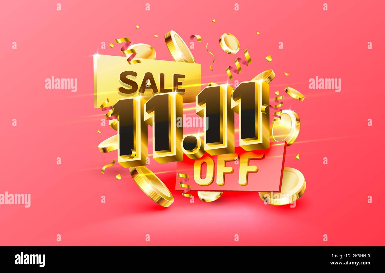 Special offer, shopping day 11.11, marketing poster. Vector ...