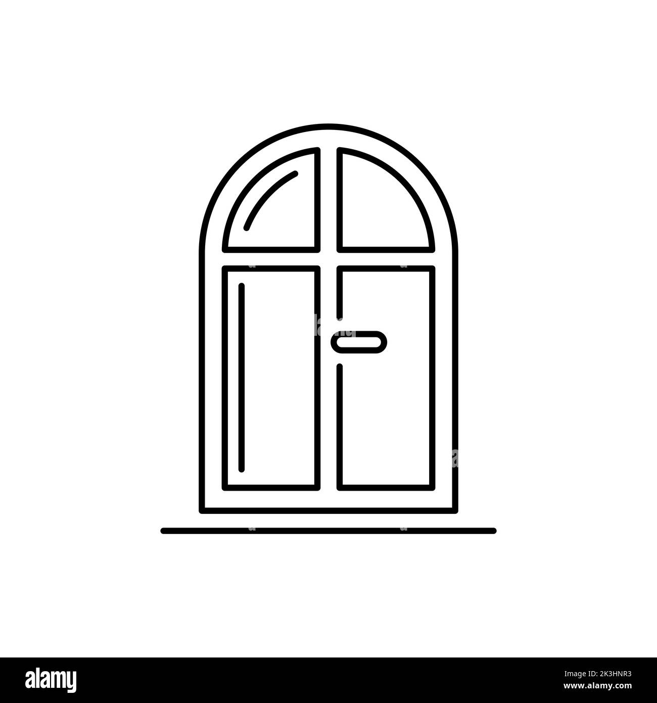 Round Windows icon, Linear style. Vector Architecture elements. Line ...